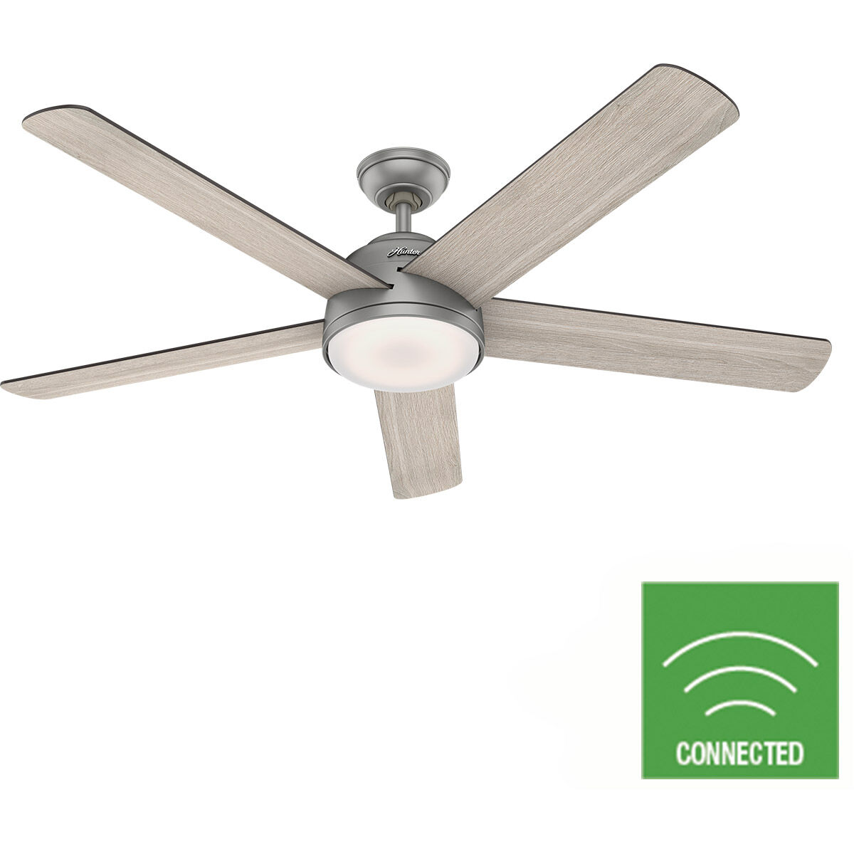 Hunter Fan 59486 Romulus 60 inch Matte Silver with Light Gray Oak ...