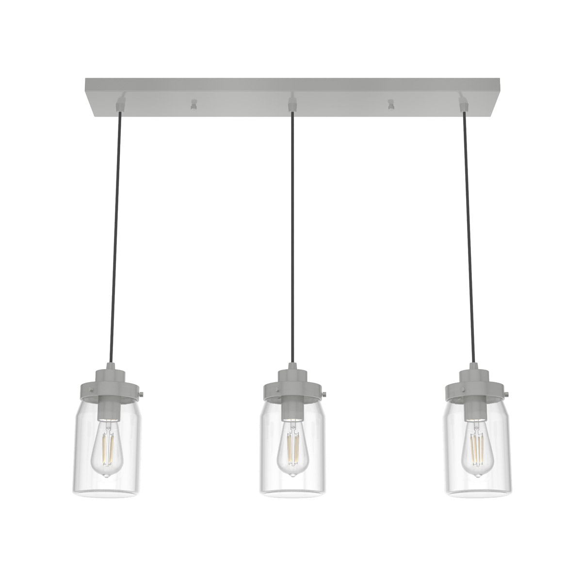 Hunter Fan 19156 Devon Park 3 Light Brushed Nickel Linear Cluster ...
